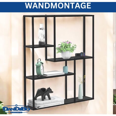 DanDiBo Wandregal Schwarz Metall 90x75x20 cm 96635 Regal Wand ...