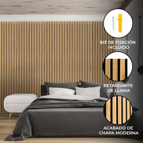 Paneles Acústicos de pared x 2 Color Roble 240x60cm Diseño absorbe ...