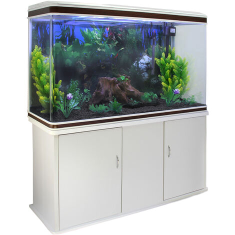 Pecera Acuario Completo 300L con Mueble de Almacenamiento Blanco 300W ...