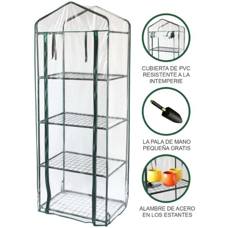 Mini Invernadero de 4 niveles PVC Transparente Cubierta Impermeable ...