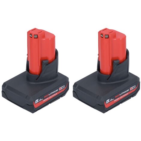 Milwaukee Batterie Set 2x M12 HB5 High Output 12 V 5,0 Ah / 5000 mAh Li ...