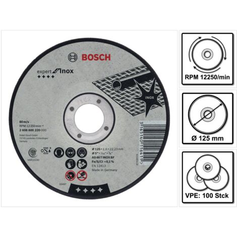 Bosch AS 60 T INOX BF Disco de corte recto Expert for Inox de 125 x 1,0 ...