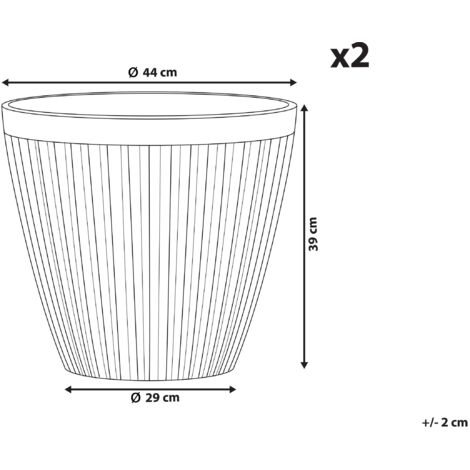 Blumentopf 2er Set Grau Steingemisch Polyresin und Glasfaser ⌀ 44 cm ...