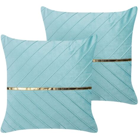 Dekokissen 2er Set CONEFLOWER 45 x 45 cm Hellblau Streifenmuster