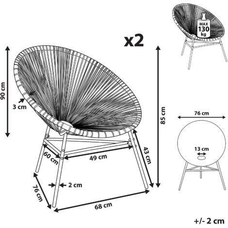 Gartenstuhl 2er Set ACAPULCO Polyrattan Taupe