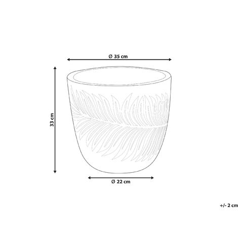Blumentopf Grau Ton und Glasfaser Rund 35 x 35 x 33 cm mit Palmen ...