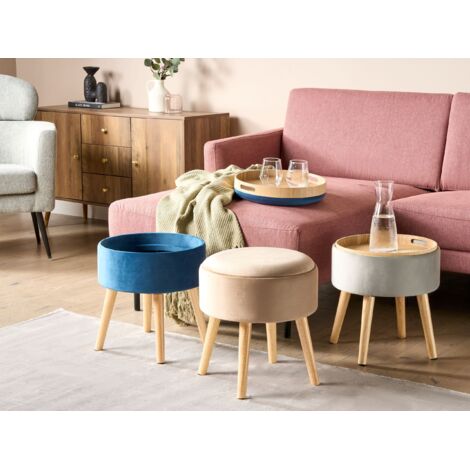 Hocker mit Stauraum NEELY Samtstoff Beige