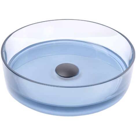 Aufsatzwaschbecken TOLOSA ⌀ 36 cm Mineralwerkstoff Hellblau