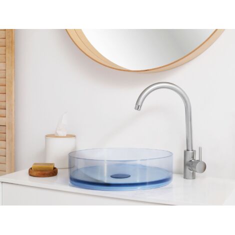 Aufsatzwaschbecken TOLOSA ⌀ 36 cm Mineralwerkstoff Hellblau
