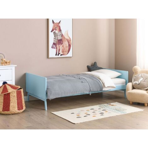 Bett mit Lattenrost Kiefernholz BONNAC 90 x 200 cm Hellblau