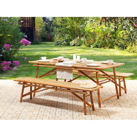 Gartenmöbel Set 4-Sitzer TINDARI Bambusholz Hellbraun