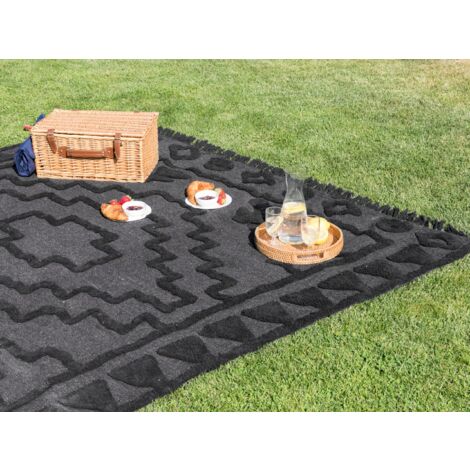Picknickdecke Dunkelgrau aus Baumwolle 150 x 200 cm mit Isolierung ...