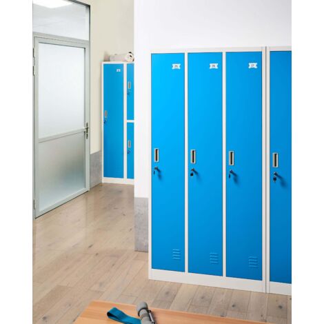 Spind mit 3 Türen ATHLETE Metall Weiß / Blau