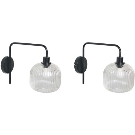 Wandlampe 2er Set COMAPALA Metall Schwarz