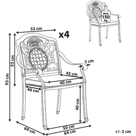 Set mit 4 Stühlen und Sitzkissen SALENTO Metall Dunkelbraun
