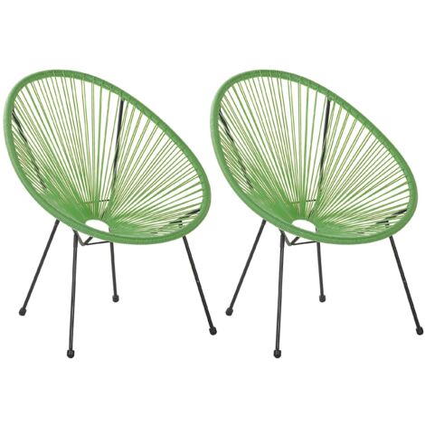 Gartenstuhl 2er Set ACAPULCO II Polyrattan Grün