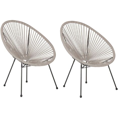 Gartenstuhl 2er Set ACAPULCO II Polyrattan Hellgrau