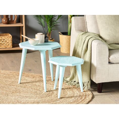 Beistelltisch 2er Set KANRI Hellblau