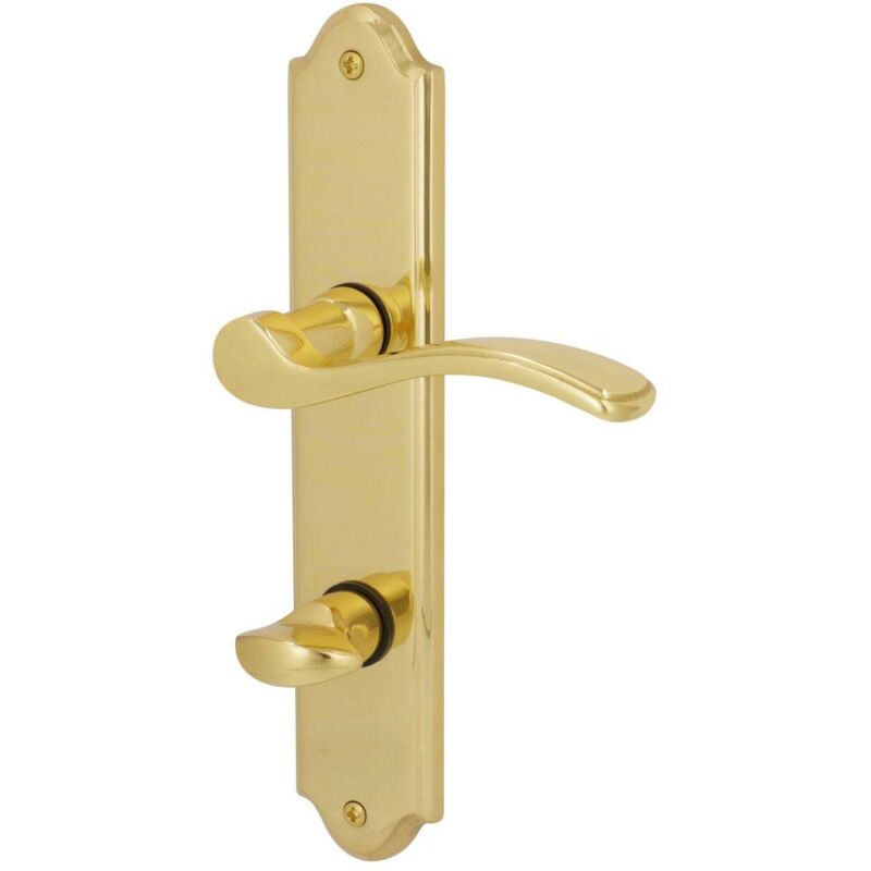 Alpertec WC-Langschildgarnitur Lori Messing gold abgerundet Beschläge