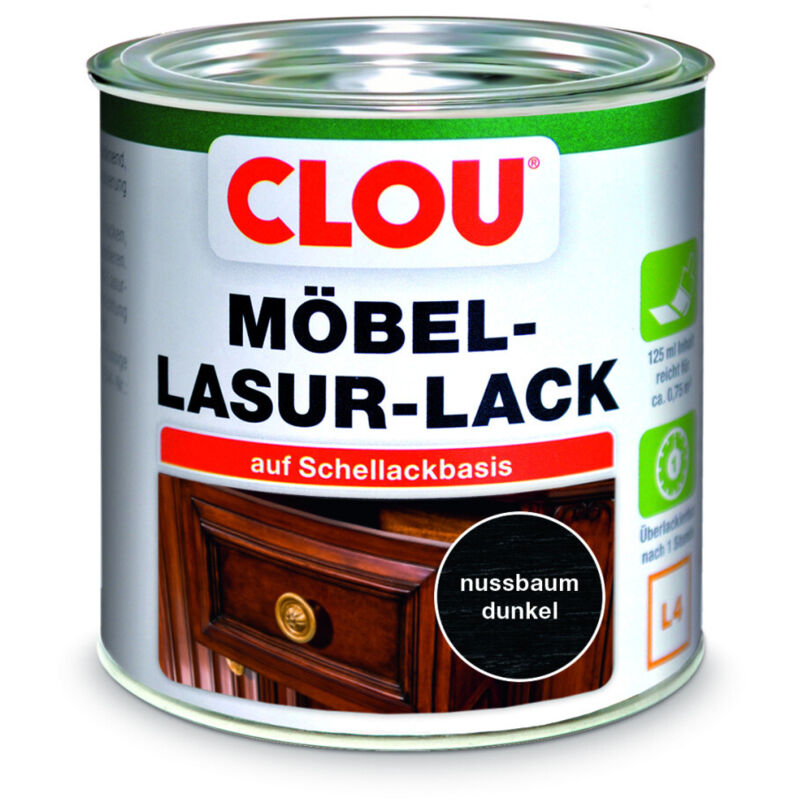 Clou Möbel Lack L4 125 ml nussbaum dunkel Holzlasur