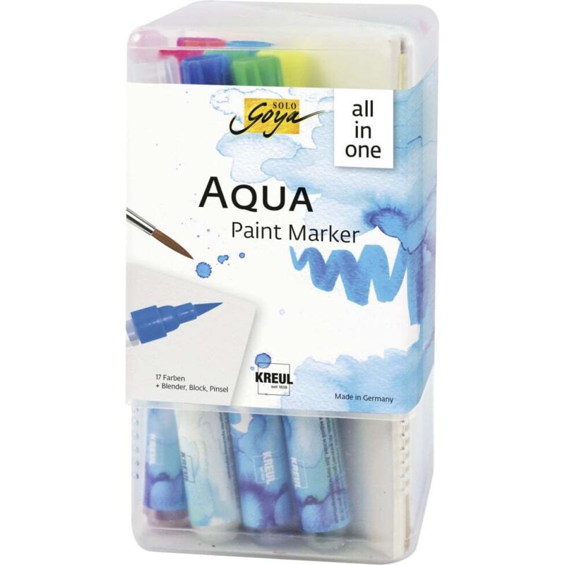 Kreul Solo Goya Aqua Paint Marker Powerpack All-in-one 17 Stifte Pinsel ...