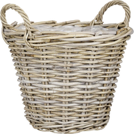 Mica Decorations Korb Marcia Rattan Ø 40 x 30 cm grau Korb