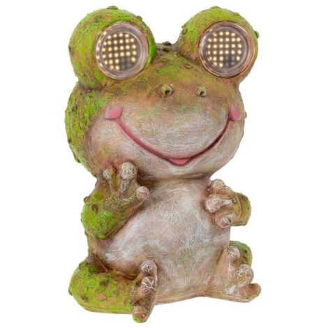 LED Dekofigur Solar Frosch Rolling Eyes 21–26 cm warmweiß grün