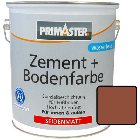 Primaster Zementfarbe und Bodenfarbe 5L Kupferbraun Seidenmatt Betonfarbe