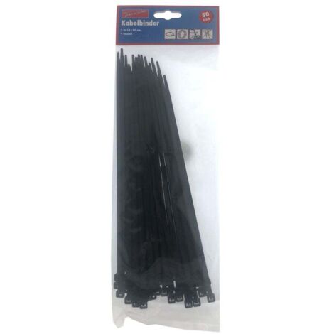 TrendLine Kabelbinder 4,8 x 250 mm Schwarz 50 Stück Polyamid Kabel Binder