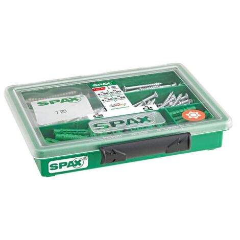 SPAX Sortiment klein, Schrauben-Set mit 4 Abmessungen + Dübel, 160 ...