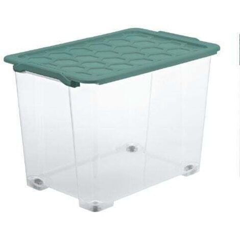 Rotho Aufbewahrungsbox EVO Safe mit Rollen und Deckel 65 L Mistletoe ...