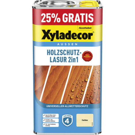 Xyladecor Holzschutzlasur 2in1 4+1L gratis farblos Aktionsgebinde 25% ...