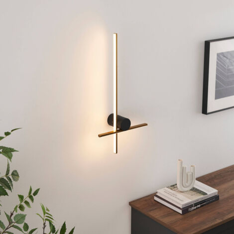 Grande applique design LED entrecroisée noir et laiton - Mallow