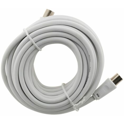 Extensor TV 5m macho/macho Ø9,5mm + 1 adaptador H/H - Blanco - Zenitech