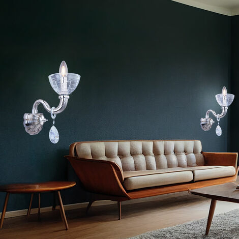 Lustre mural applique lampe de salon lampe de couloir en cristal fumée ...