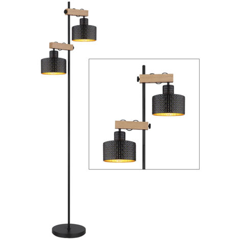 Lampadaire lampadaire lampe de salon réglable en hauteur aspect bois ...