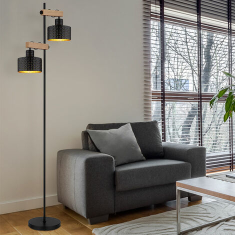 Lampadaire lampadaire lampe de salon réglable en hauteur aspect bois ...