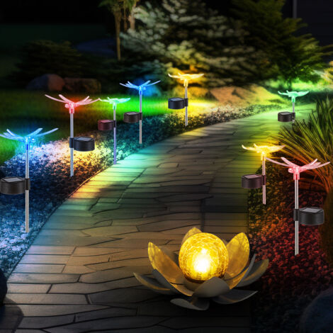 9x LED lampes solaires fleur de lotus à l'extérieur plug-in lumières ...