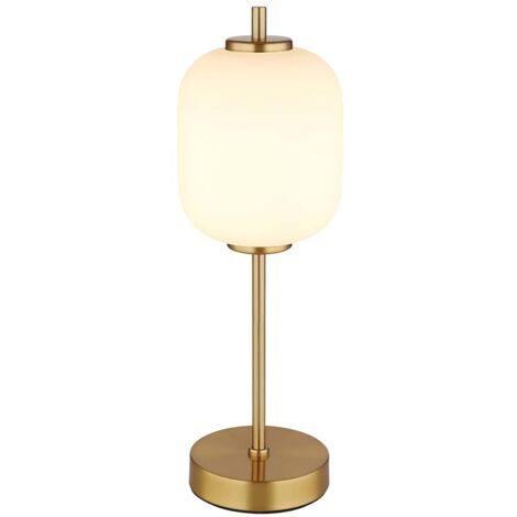 Globo Ewald Lampe de table Globe, abat-jour en verre opale couleur laiton, LED 3000 K