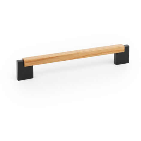 Poignée de meuble bi matière oakland - Décor : Chêne - Entraxe : 160 mm ...