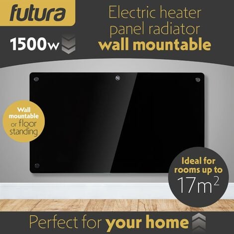 Futura 1500W Electric Glass Panel Heater Black Programmable Thermostat ...