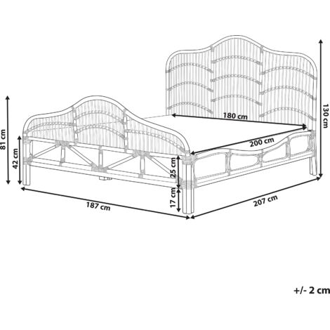 Base letto matrimoniale Boho EU 180x200 cm Rattan Mogano Testiera ...
