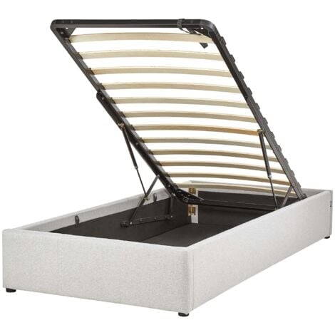 Letto singolo con contenitore in tessuto grigio chiaro 90 x 200 cm Dinan