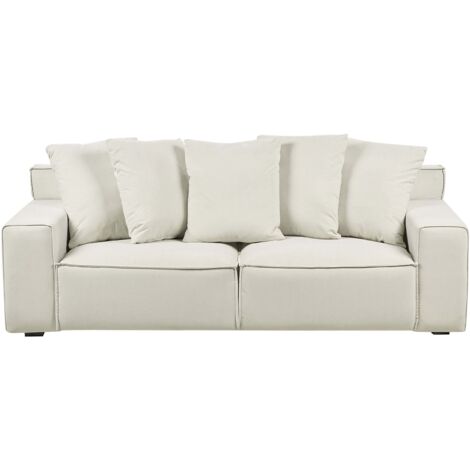 Divano 3 Posti in velluto Color bianco crema Viskan