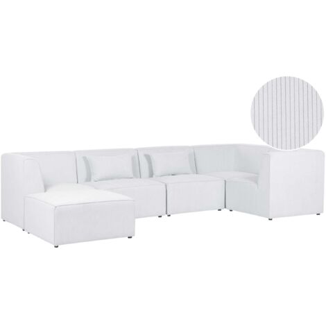 Divano modulare lato sinistro 5 posti con Ottomana in Velluto a coste ...