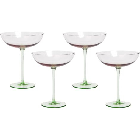 Set di 4 coppe martini in vetro rosa e verde Pompadour soffiato a mano ...