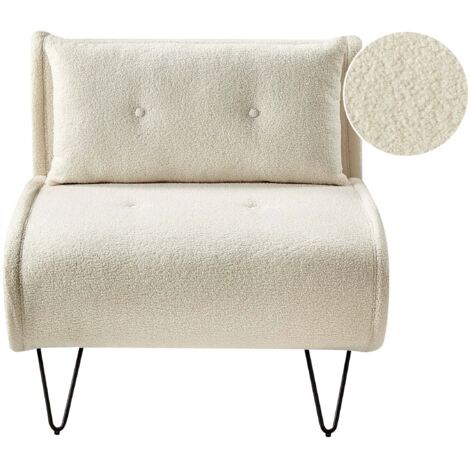Divano Letto ad 1 Posto In Tessuto bouclè beige chiaro Vestfold