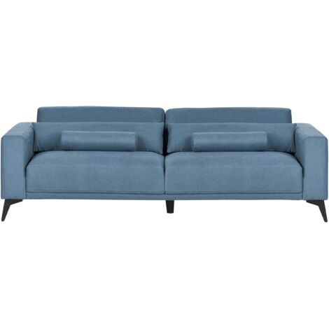 Divano imbottito a 3 posti Altezza schienale regolabile Tessuto Blu Ange