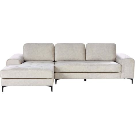 Divano angolare moderno a L con gambe in metallo e velluto Beige chiaro ...