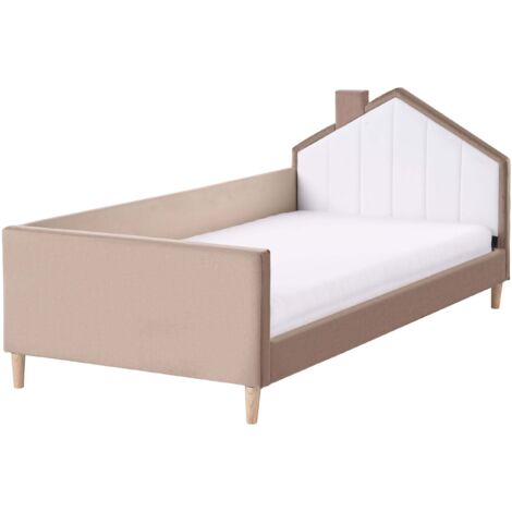 Letto singolo in velluto marrone con base a doghe 90 x 200 cm Kervan